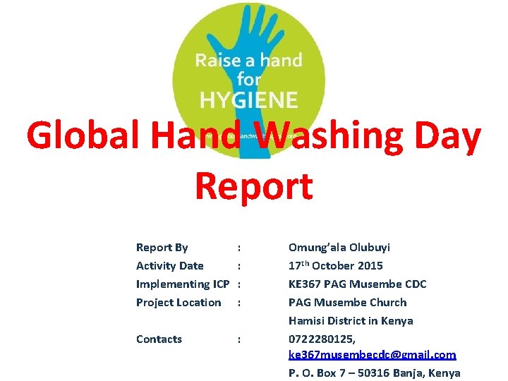 Global Hand Washing Day Report By Activity Date