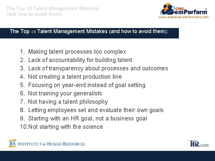 The Top 10 Talent Management Mistakes and how