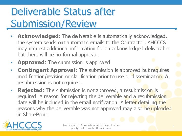New Deliverables Tracking System Christina Quast Operations Administrator