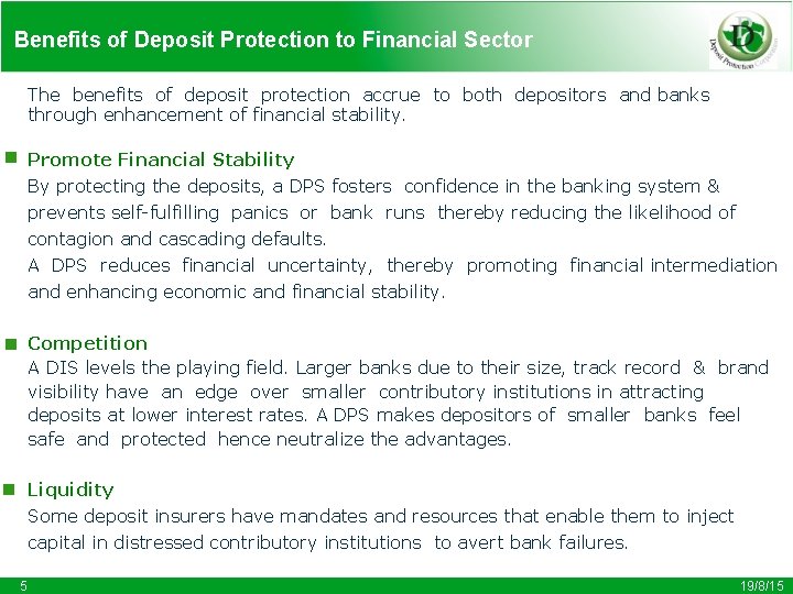 Overview of Deposit Protection Scheme John M Chikura