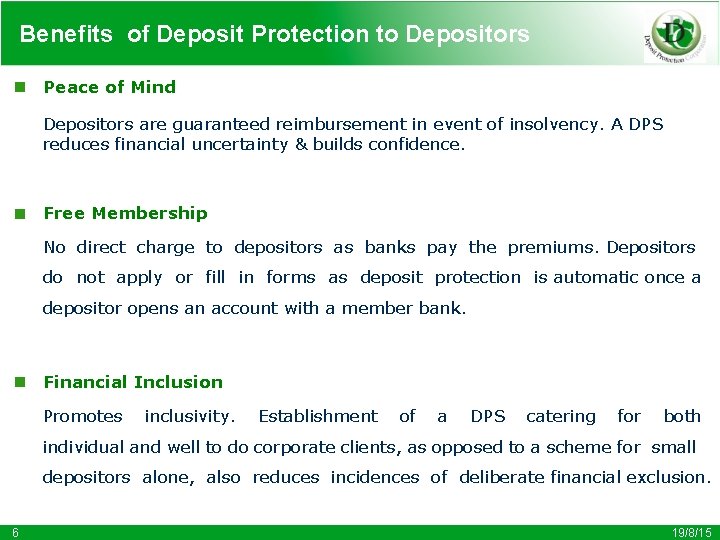 Overview of Deposit Protection Scheme John M Chikura