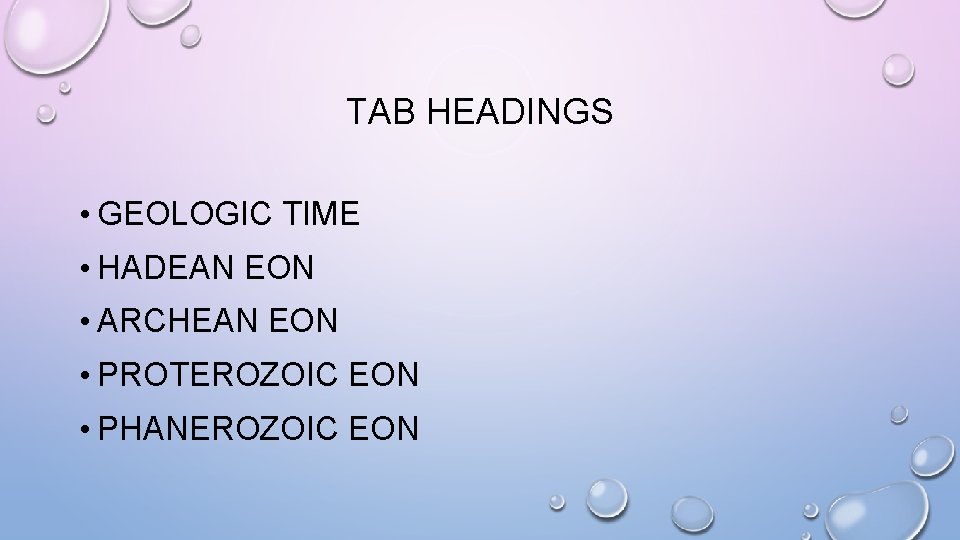 GEOLOGIC TIME FLIP CHART RUBRIC POINTS AND EXPECTATIONS