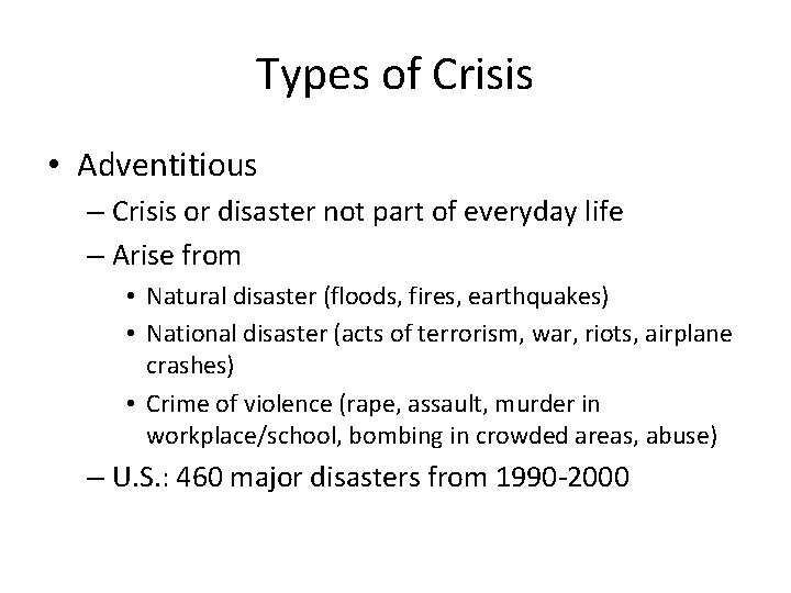 Crisis and Disaster Chapter 17 Concept of Crisis