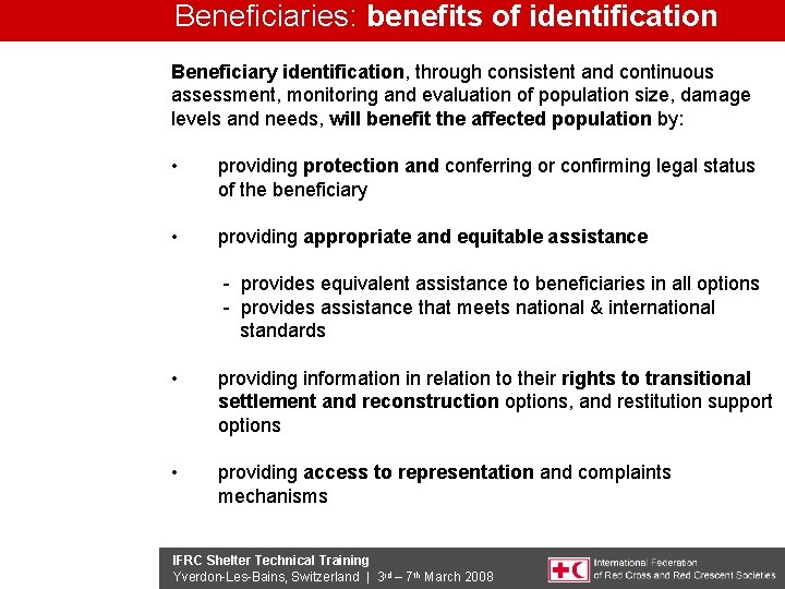 30 mins Beneficiary identification and land rights This