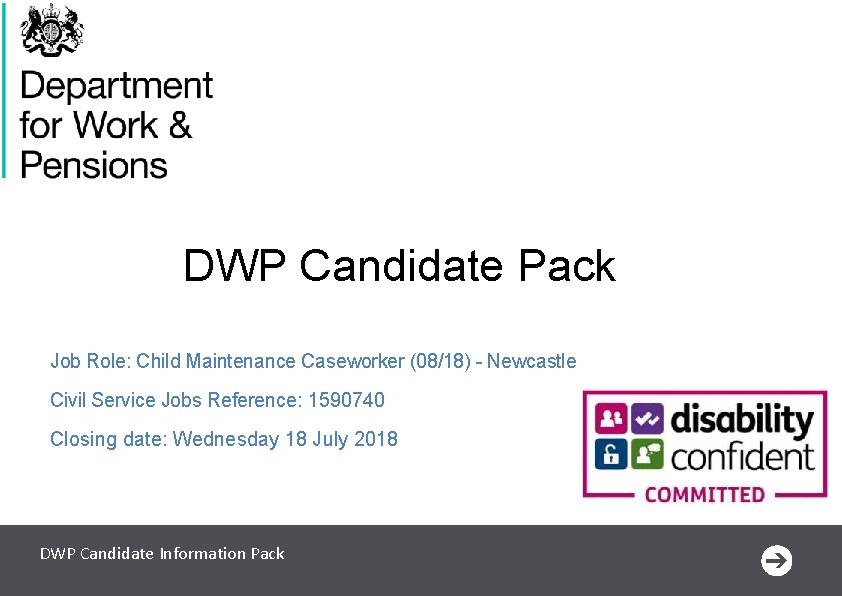 DWP Candidate Pack Job Role Child Maintenance Caseworker