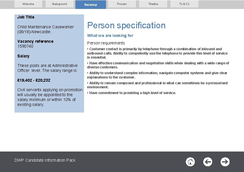 DWP Candidate Pack Job Role Child Maintenance Caseworker