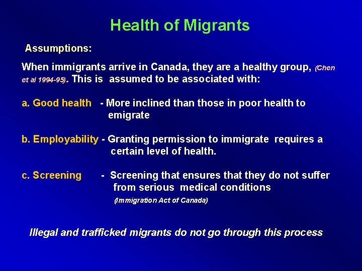 The Relationship Between Migration and Health Professor Basanti