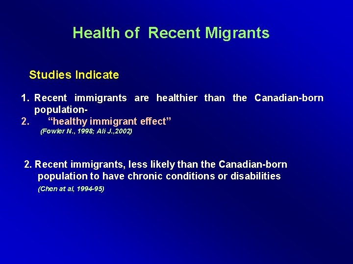 The Relationship Between Migration and Health Professor Basanti