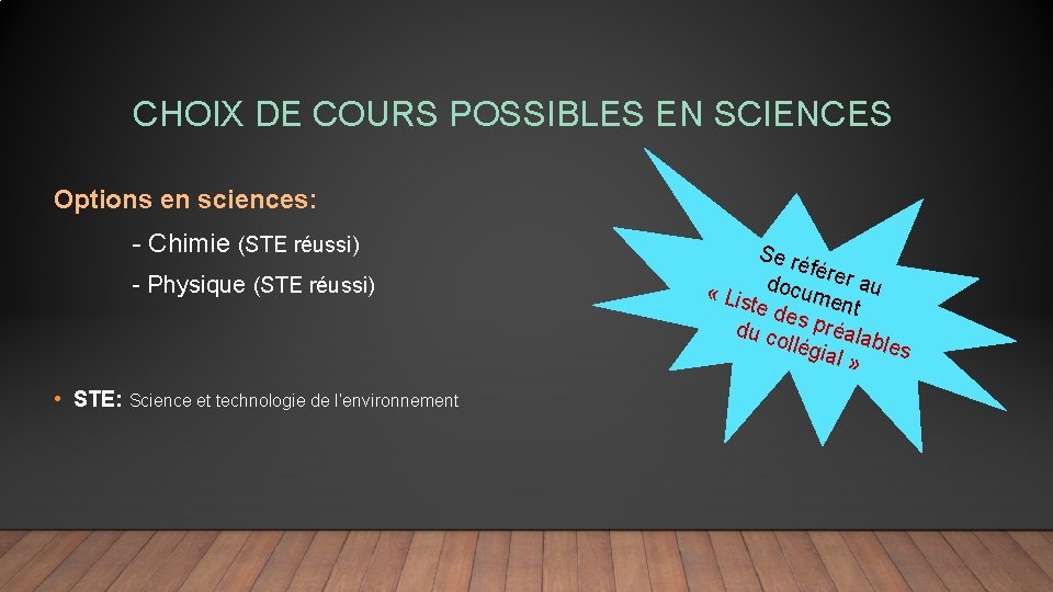 CHOIX DE COURS E 5 SECONDAIRE COLE DU