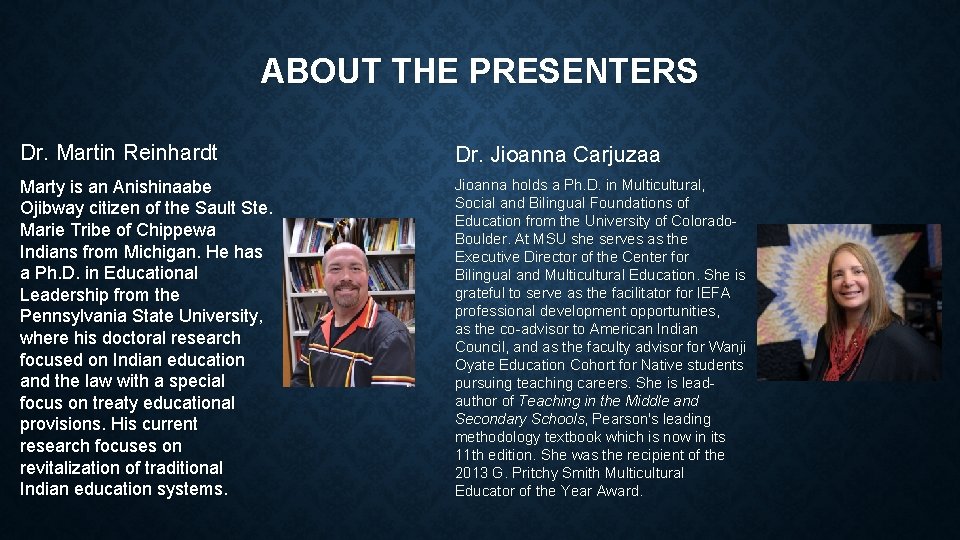 INDIGENOUS LANGUAGE IMMERSION CURRICULUM DEVELOPMENT Dr Martin Reinhardt