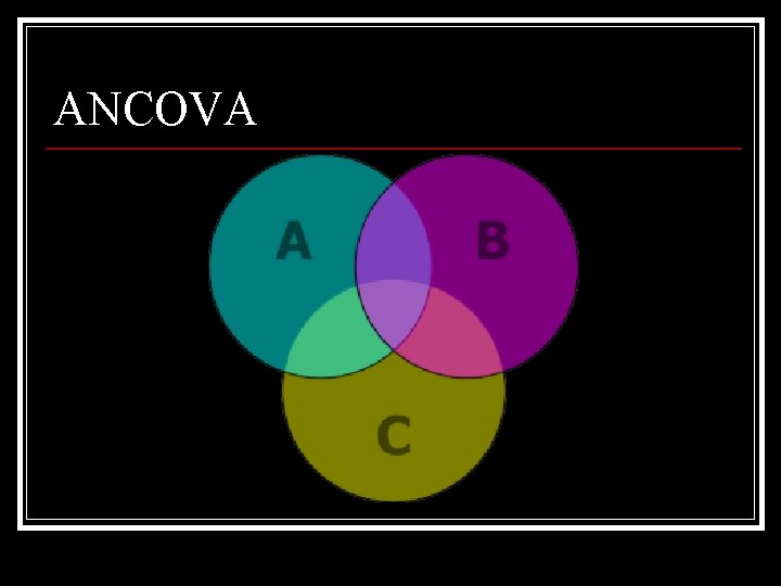 OneWay Analysis of Covariance OneWay ANCOVA ANCOVA n