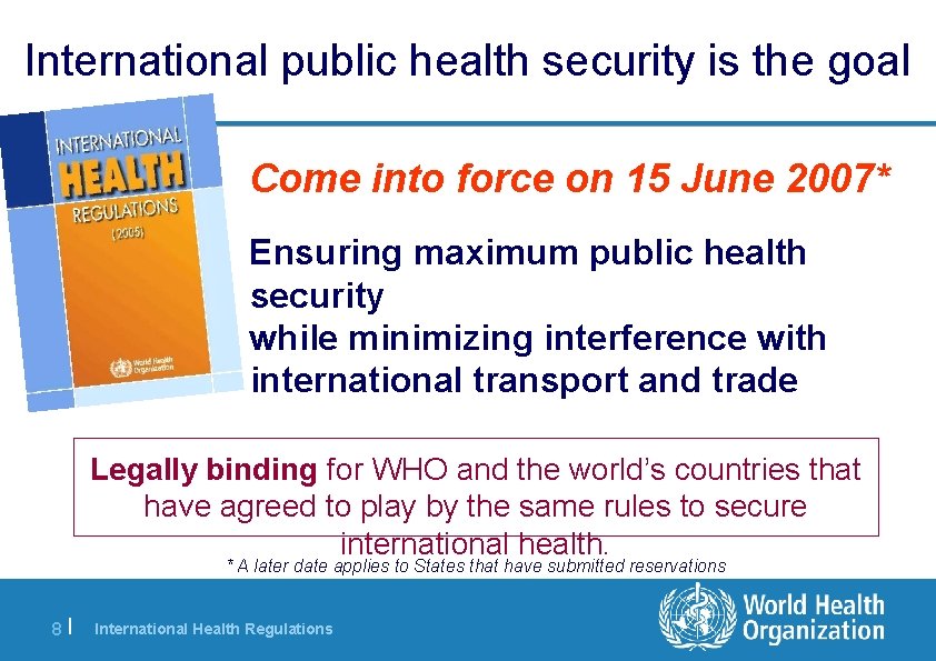 International Health Regulations Building international public health ...