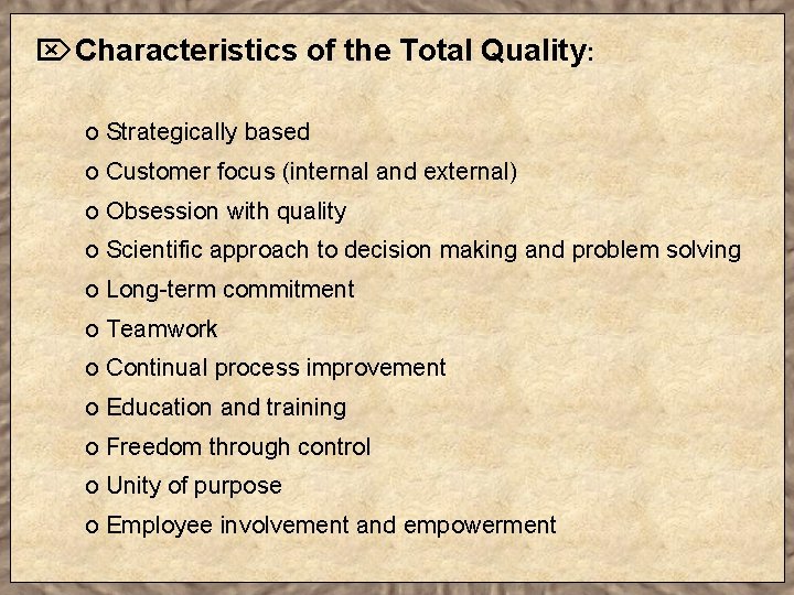 What is Quality Quality involves meeting or exceeding