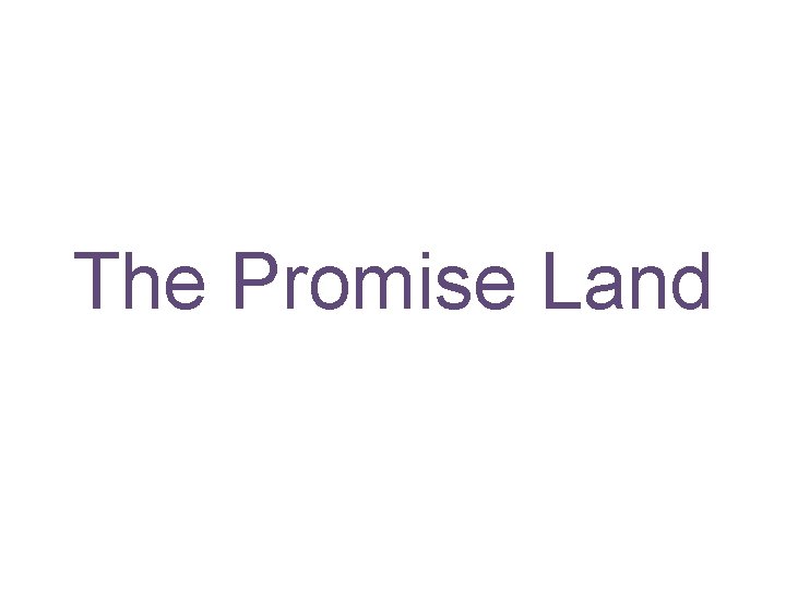 The Promise Land Aim Who are some of