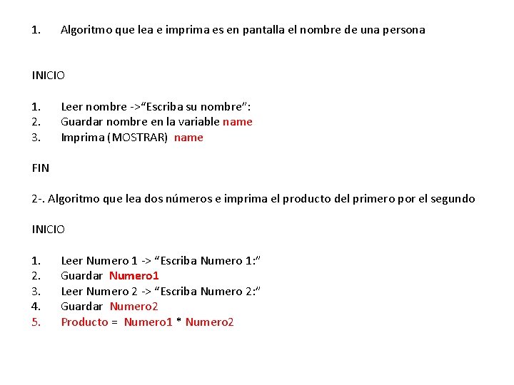 TALLER DE ALGORITMOS 1 Algoritmo que lea e
