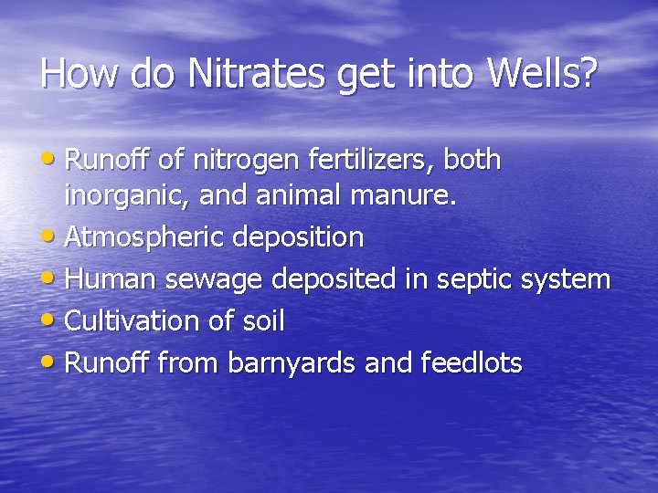 Ground and Surface Water Pollution by Nitrogen Compounds