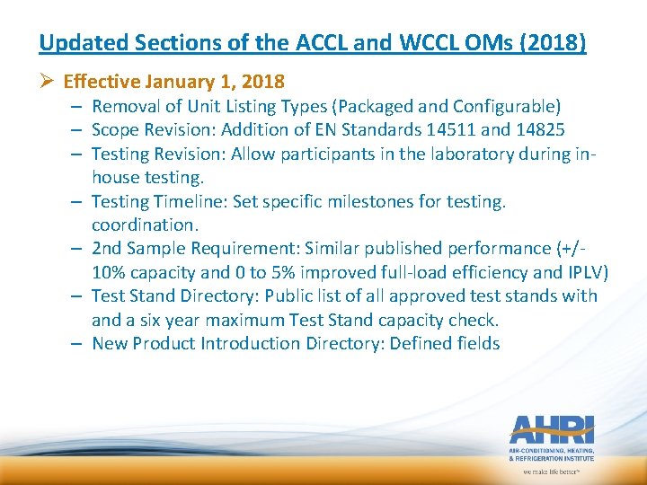 AirCooled Chillers ACCL and WaterCooled Chillers WCCL Certification