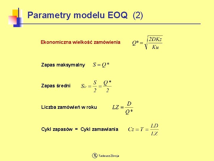 ZARZDZANIE PRODUKCJ I USUGAMI wiczenia 2 Zbroja Tadeusz