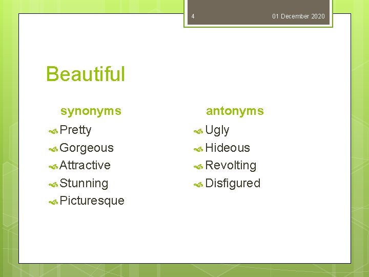 English II Unit 3 The Aesthetic Vocabulary Beauty