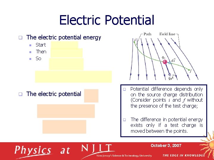 Physics 121 Electricity Magnetism Lecture 5 Electric Potential