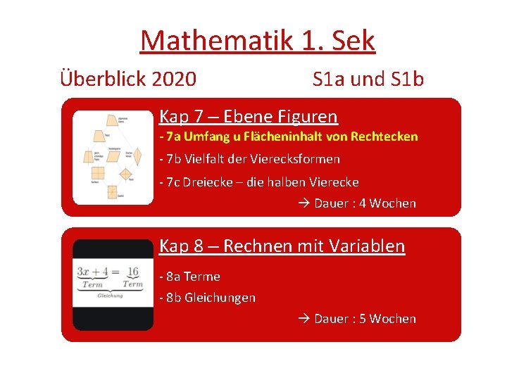 Mathematik 1 Sek berblick 2020 S 1 a
