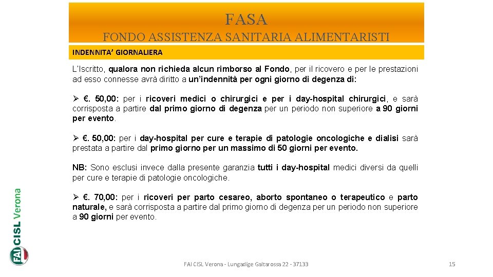FASA FONDO ASSISTENZA SANITARIA ALIMENTARISTI RIFERIMENTO CONTRATTUALE Art
