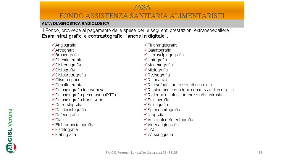 FASA FONDO ASSISTENZA SANITARIA ALIMENTARISTI RIFERIMENTO CONTRATTUALE Art