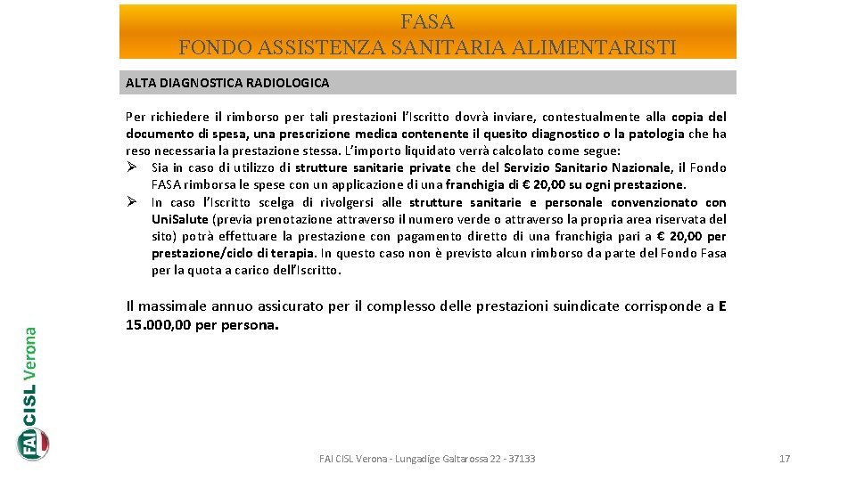 FASA FONDO ASSISTENZA SANITARIA ALIMENTARISTI RIFERIMENTO CONTRATTUALE Art