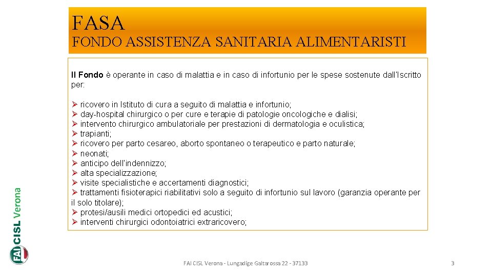 FASA FONDO ASSISTENZA SANITARIA ALIMENTARISTI RIFERIMENTO CONTRATTUALE Art