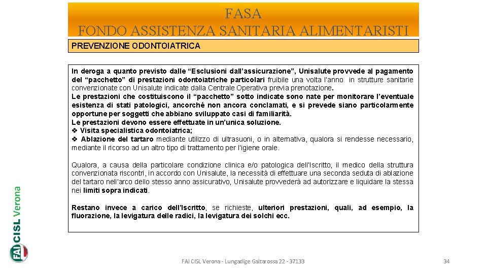 FASA FONDO ASSISTENZA SANITARIA ALIMENTARISTI RIFERIMENTO CONTRATTUALE Art