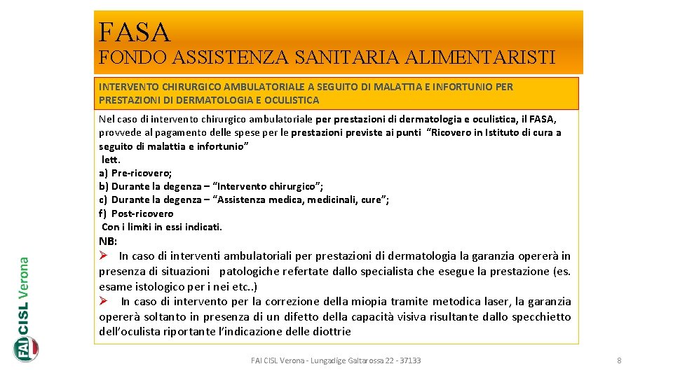 FASA FONDO ASSISTENZA SANITARIA ALIMENTARISTI RIFERIMENTO CONTRATTUALE Art