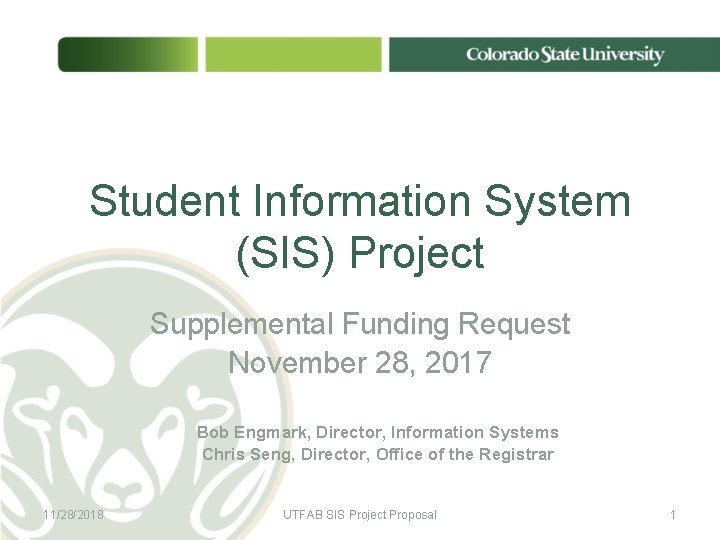 Student Information System SIS Project Supplemental Funding Request