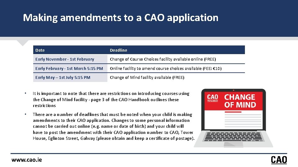 6 th Year Parents CAO 2020 Information Talk
