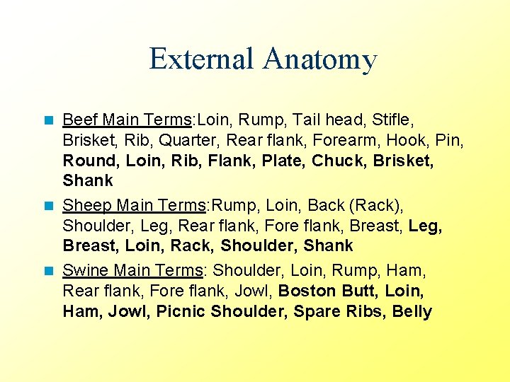 Livestock Terms and Breeds Agriculture I General Livestock