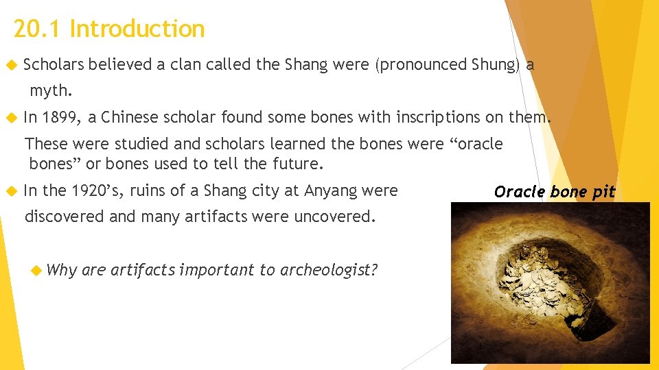 The Shang Dynasty Chapter 20 Key Vocabulary for