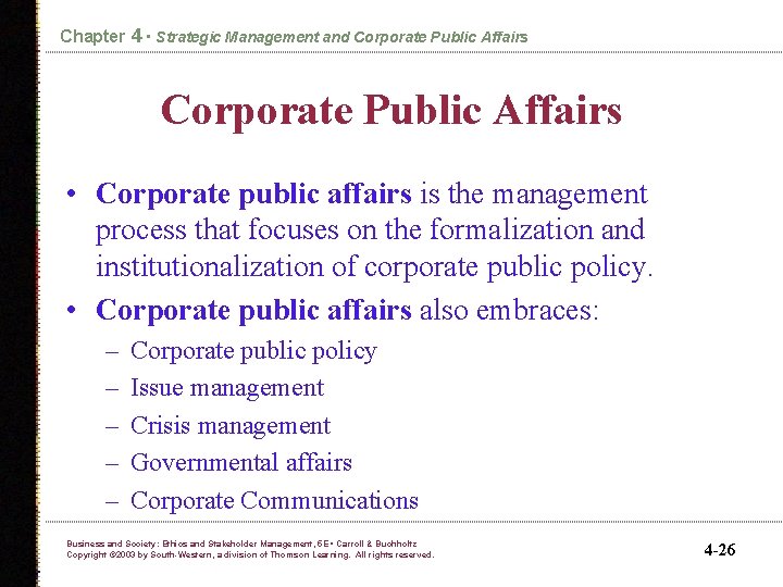 Chapter 4 Strategic Management and Corporate Public Affairs