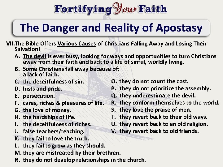Lesson 21 The Danger and Reality of Apostasy