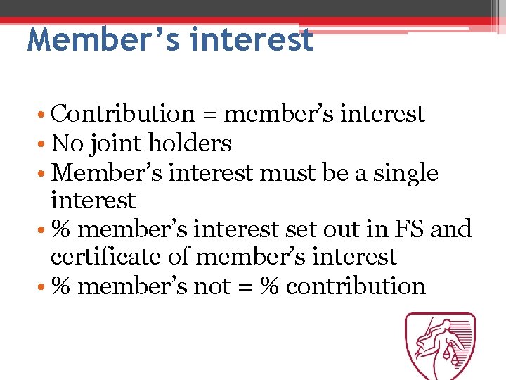 Close corporations HOOFSTUK 27 Membership Members interest CC
