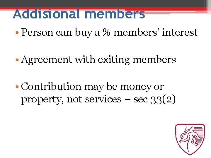 Close corporations HOOFSTUK 27 Membership Members interest CC