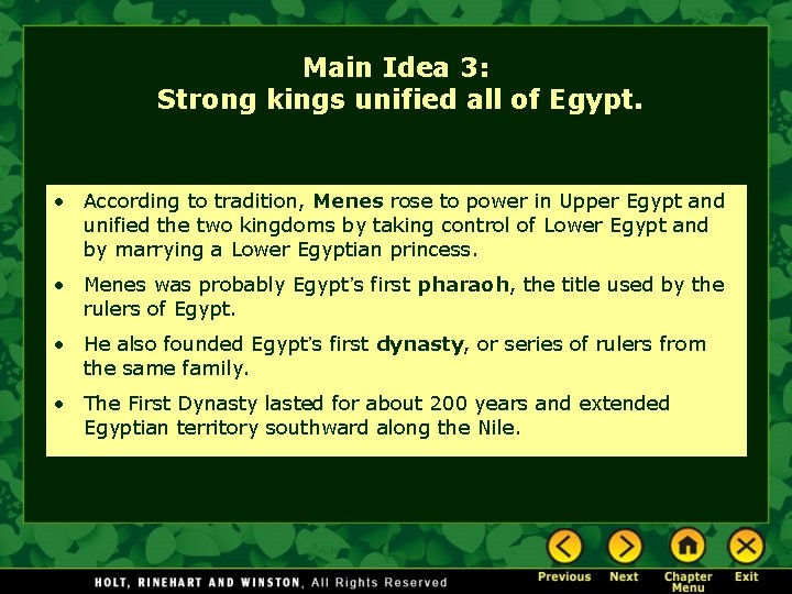 Chapter 4 Ancient Egypt and Kush Section Notes