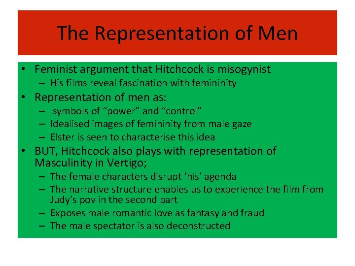 HITCHCOCKS VERTIGO CRITICAL PERSPECTIVES The Representation of Masculinity