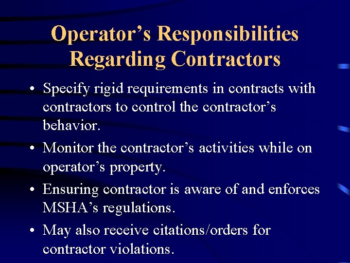 Supervisory Responsibilities under the 1977 Federal Mine Safety