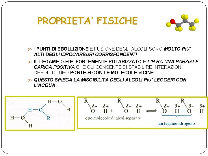 ALCOLI MOLECOLE DACQUA SOSTITUITA GLI ALCOLI HANNO FORMULA