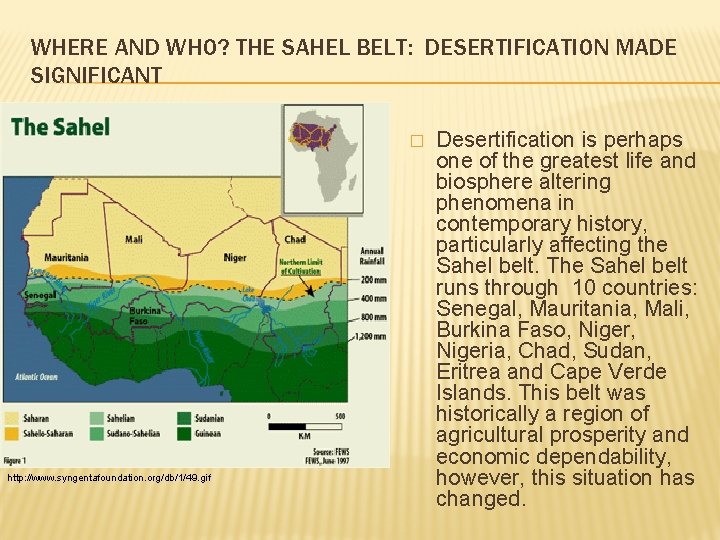 DESERTIFICATION AND THE SAHEL THE HUMAN BIOSPHERE LINK