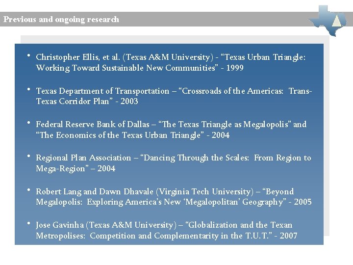 TEXAS URBAN TRIANGLE FRAMEWORK FOR FUTURE GROWTH DallasFt