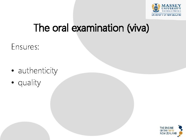 Oral examinations at Massey University General guidelines on
