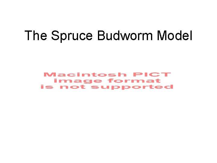 The Spruce Budworm Outbreak Model The spruce budworm