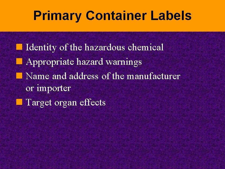 Safe Chemical Handling Categories of Hazardous Chemicals n