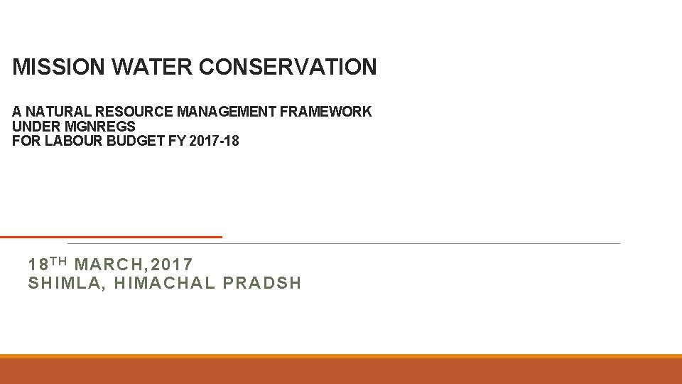 MISSION WATER CONSERVATION A NATURAL RESOURCE MANAGEMENT FRAMEWORK