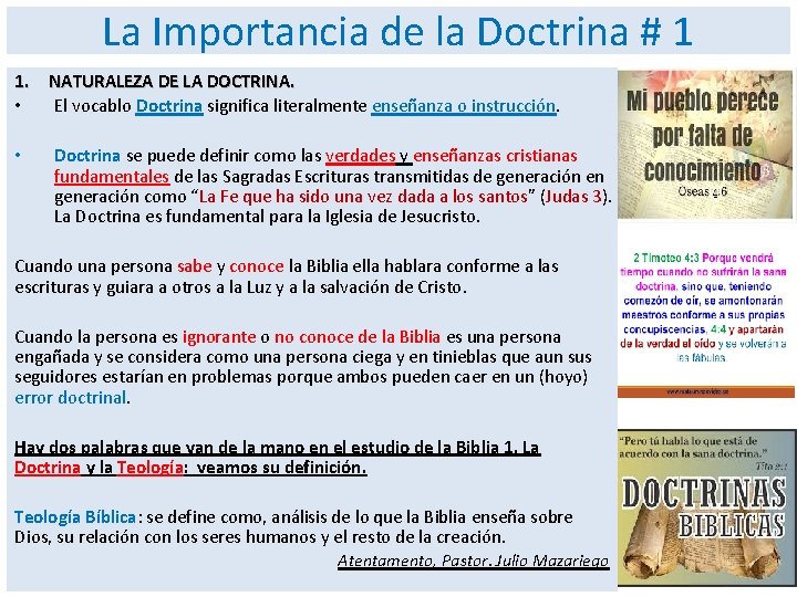 La Importancia de la Doctrina 1 1 NATURALEZA